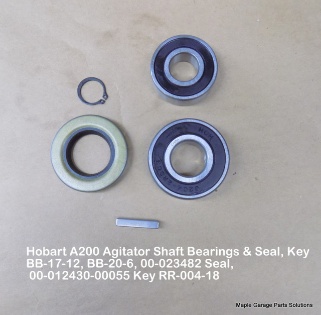 Hobart A200 Agitator Shaft Bearings & Seal, Key BB-17-12, BB-20-6, 00 ...