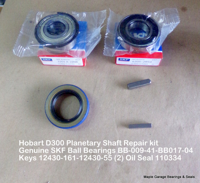 Hobart D300 Planetary Shaft Repair kit Genuine SKF Ball Bearings BB-009 ...