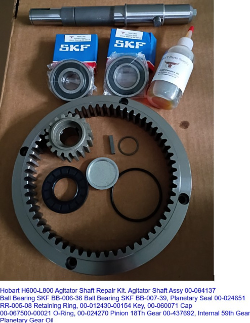 Hobart H600-L800 Agitator Shaft Repair Kit 00-064137 Agitator Shaft ...
