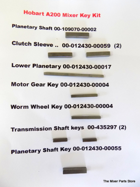 Hobart A120, A2oo, D300, H600, L800, P660, M802, V1401, Mixer Key Kits