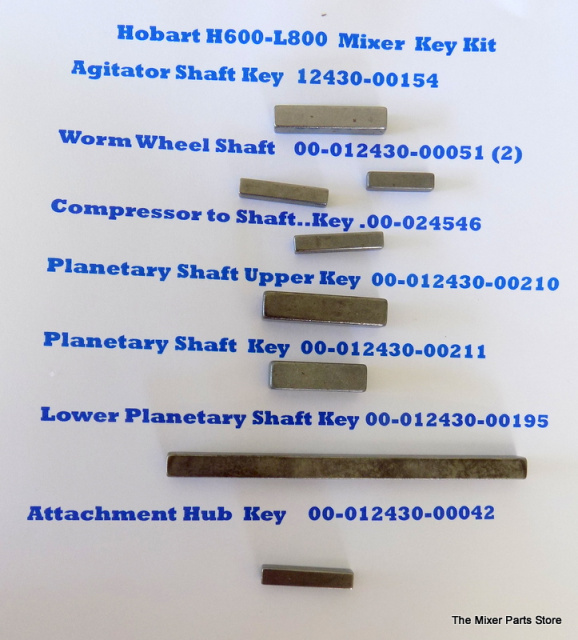 Hobart H600, L800, Planetary Shaft Keys 12430-210 Upper, 12430-195 ...