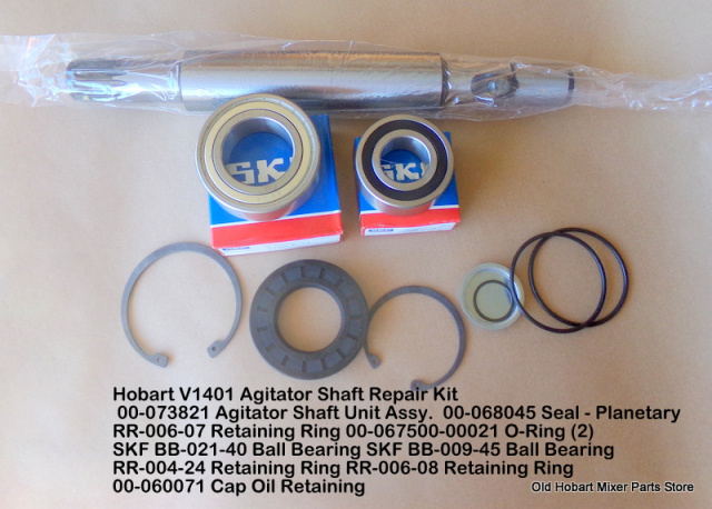 Hobart V1401 Mixer 73821 Agitator Shaft Kit, RR-006-08 Retaining Ring O ...